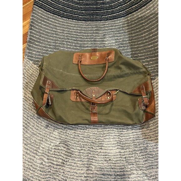 Bags | Vintage Orvis Battenkill Duffle Bag Green Canvas And Leather ...